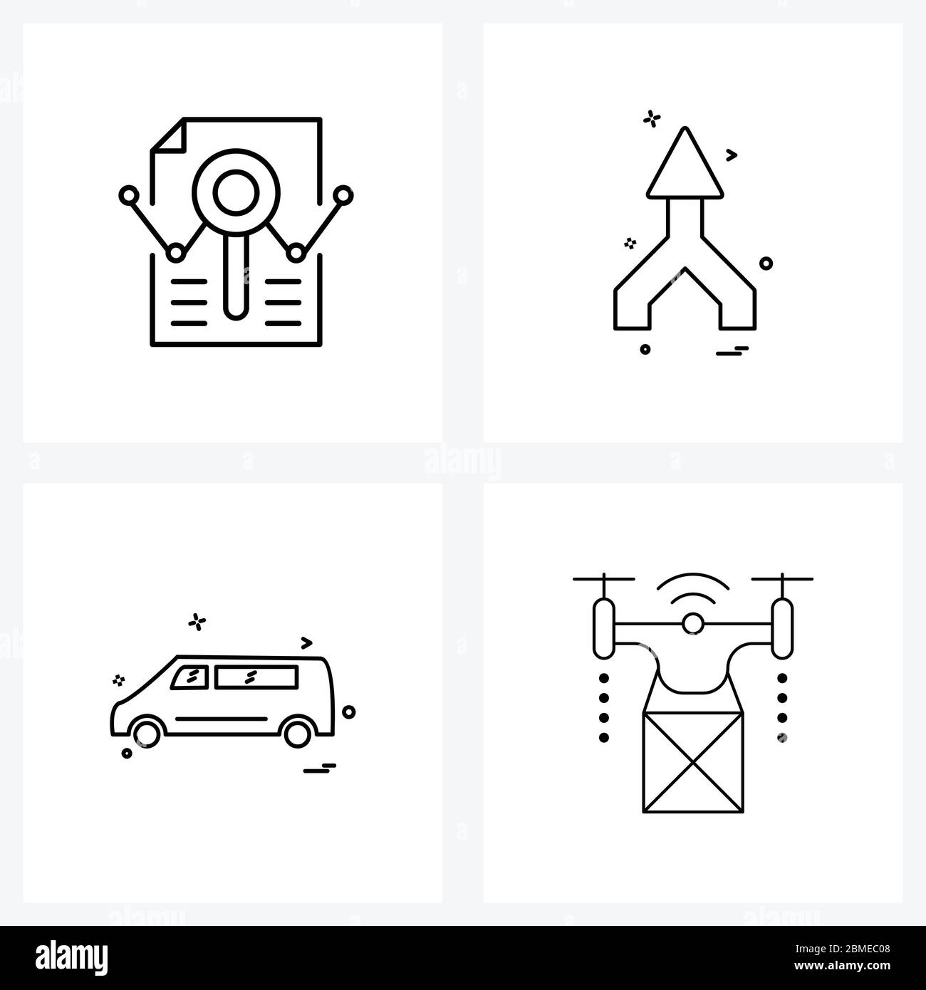 UI Set of 4 Basic Line Icons of analysis, vehicle, research, two way ...