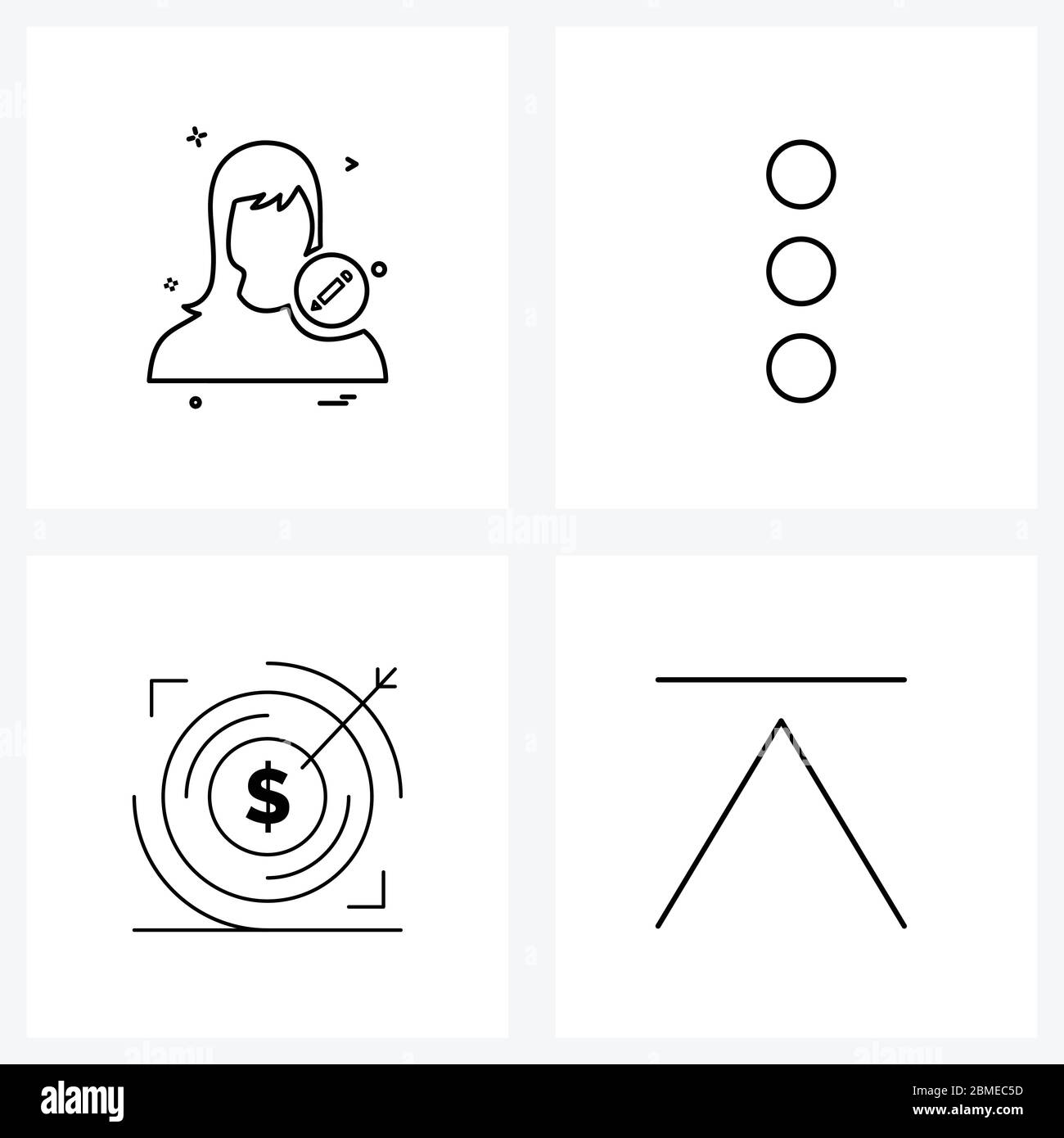 Universal Symbols of 4 Modern Line Icons of avatar, money, avatar, menu ...