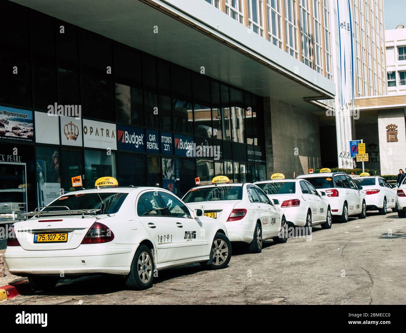 Tel Aviv Israel December 12, 2018 View of a traditional Israeli taxi in ...