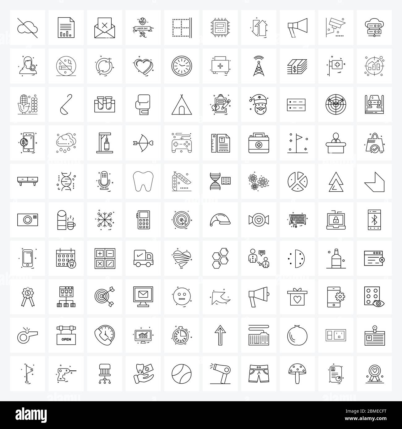 100 Universal Line Icon Pixel Perfect Symbols of border, labour, graph ...