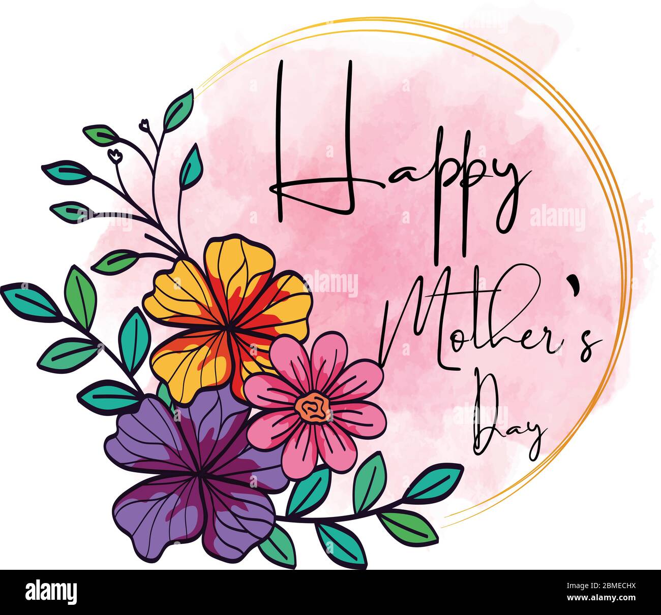 Cute watercolor flower frame Stock Vector Images - Alamy