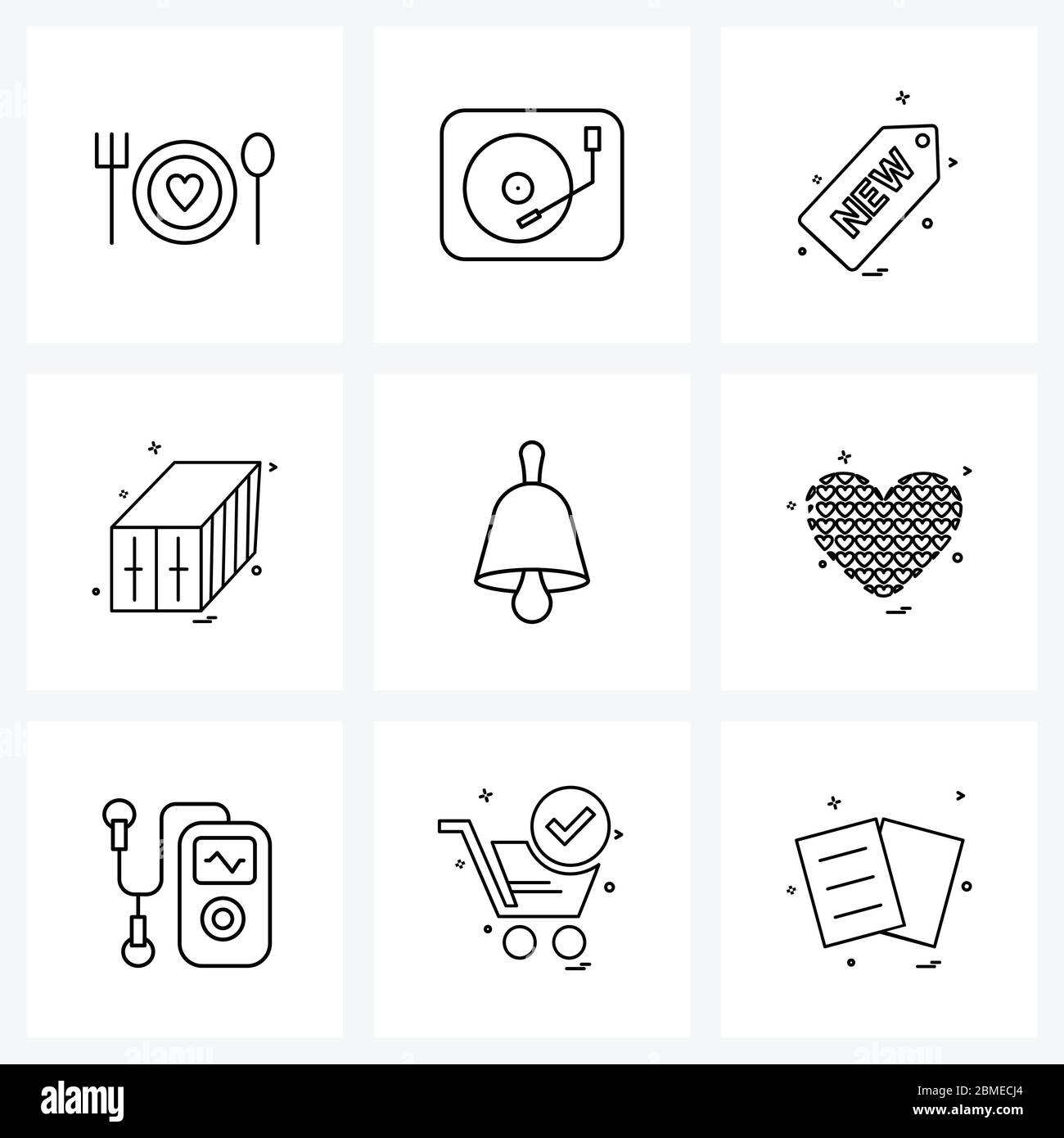 UI Set of 9 Basic Line Icons of alert, export, tag, import, container ...