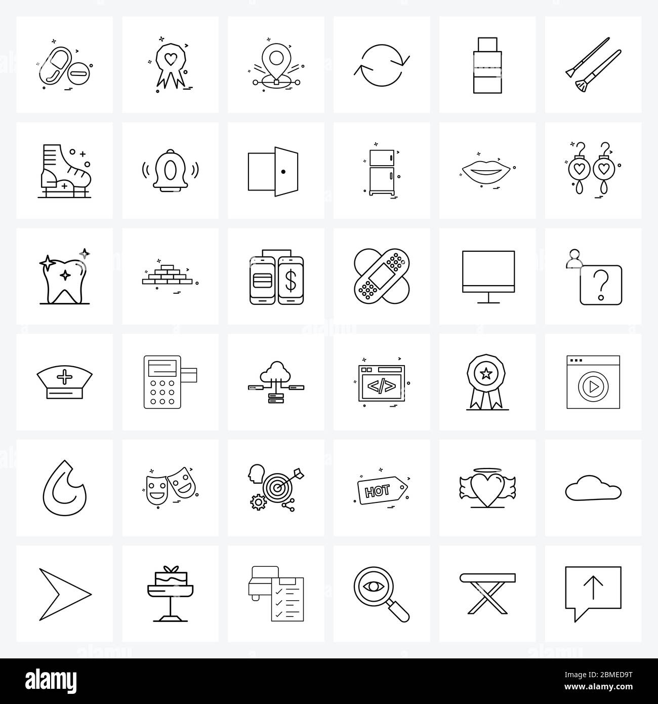36 Interface Line Icon Set of modern symbols on usb, disk, navigation ...