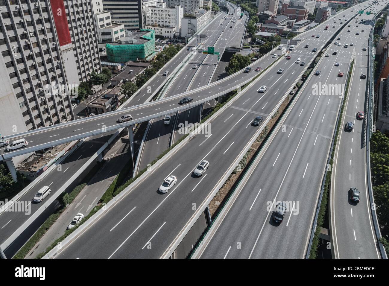 Aerial view of highway and overpass in city Stock Photo - Alamy