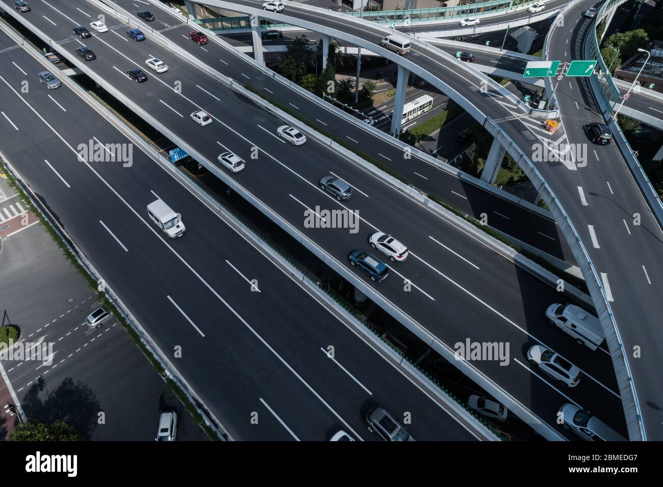 Aerial view of highway and overpass in city on sunny day Stock Photo ...