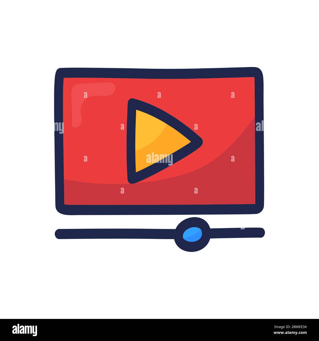 video player play button simple outline color icon isolated on white ...
