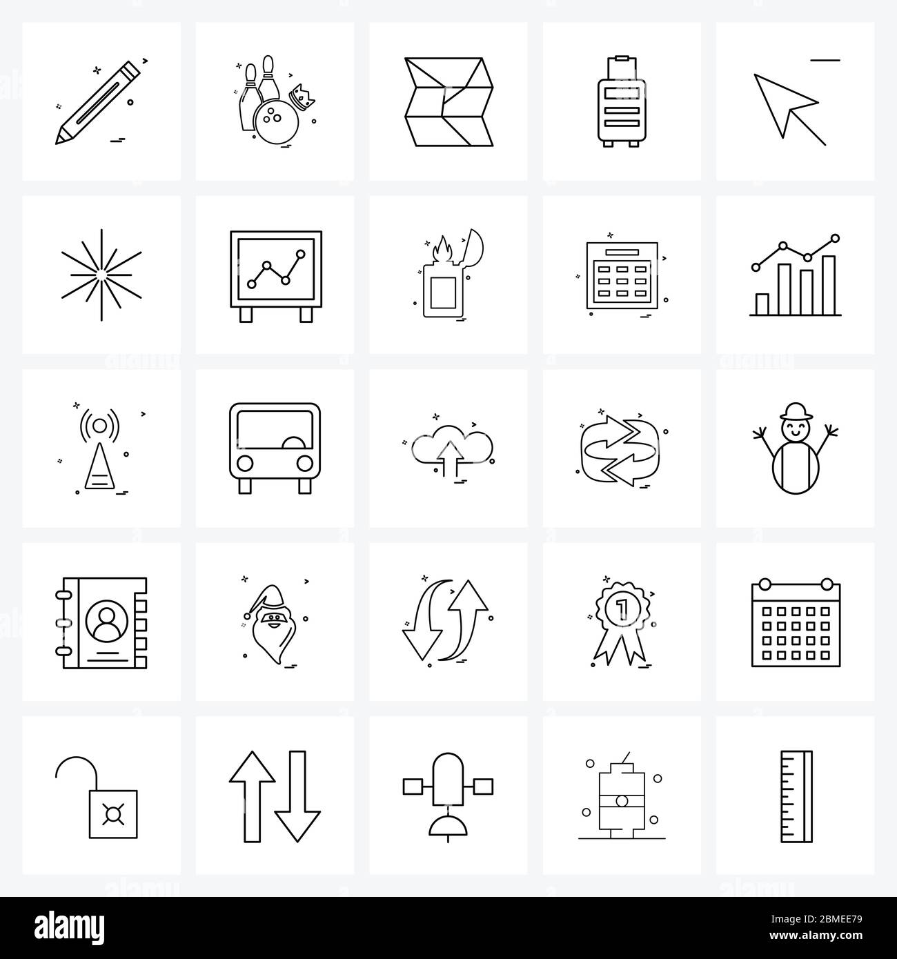 Simple Set of 25 Line Icons such as cursor, travelling, location ...