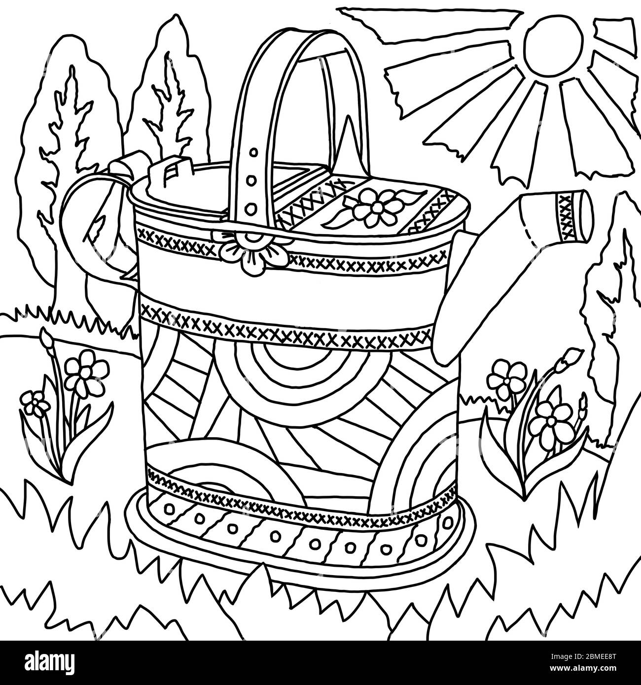 Vintage watering can illustration Cut Out Stock Images & Pictures - Alamy