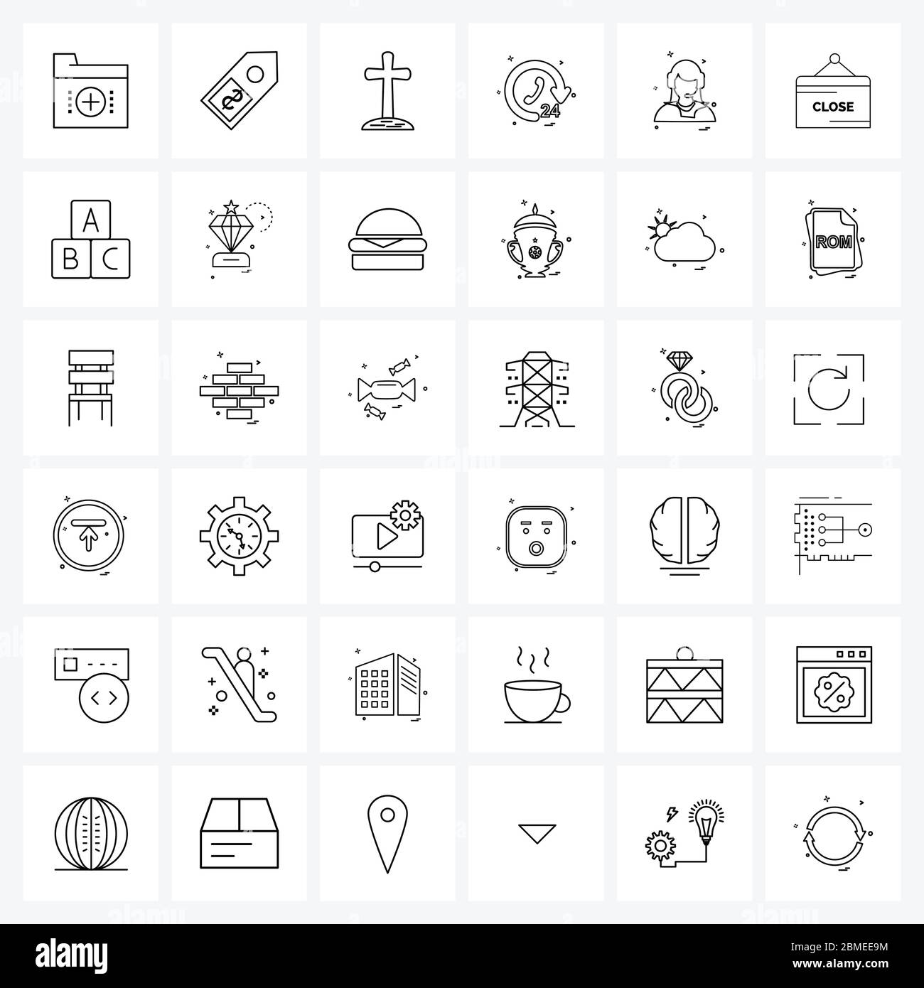 Universal Symbols of 36 Modern Line Icons of avatar, date, rate, time ...