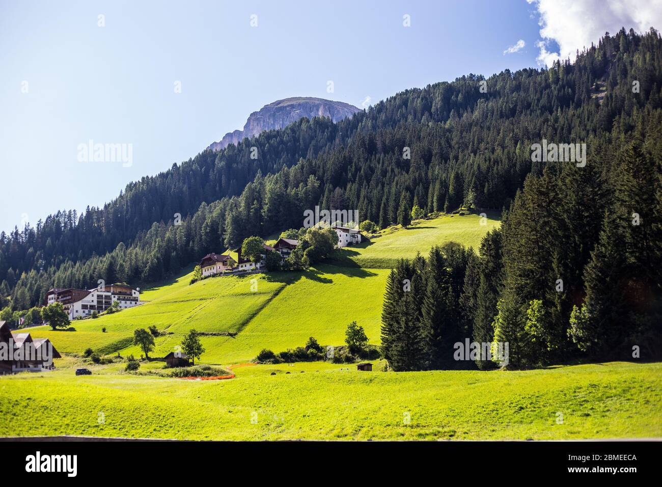 View of Italian Dolomites above Corvara in Badia, South Tyrol, Italy ...