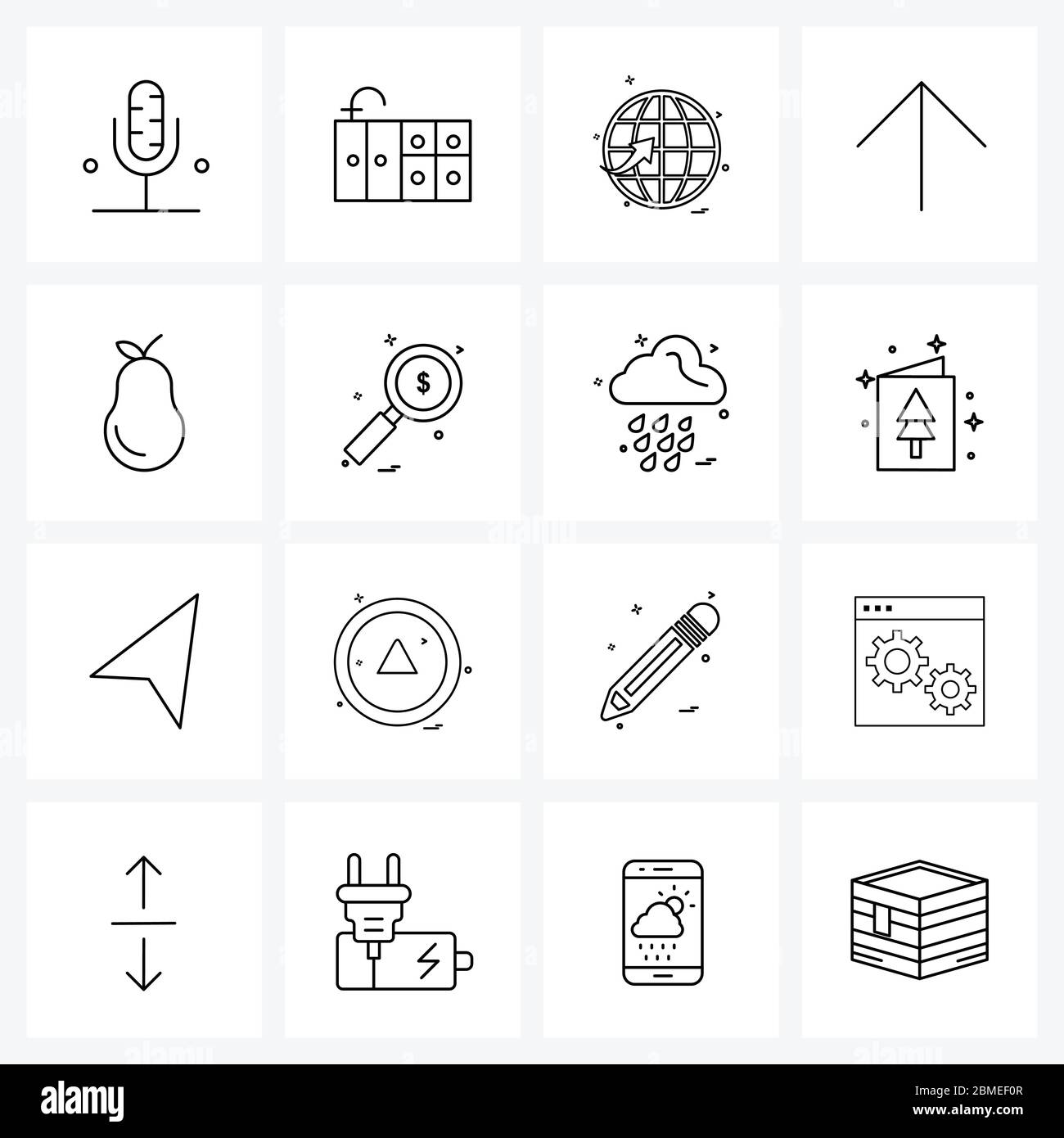 Set of 16 Line Icon Signs and Symbols of food, up, kitchen, direction ...