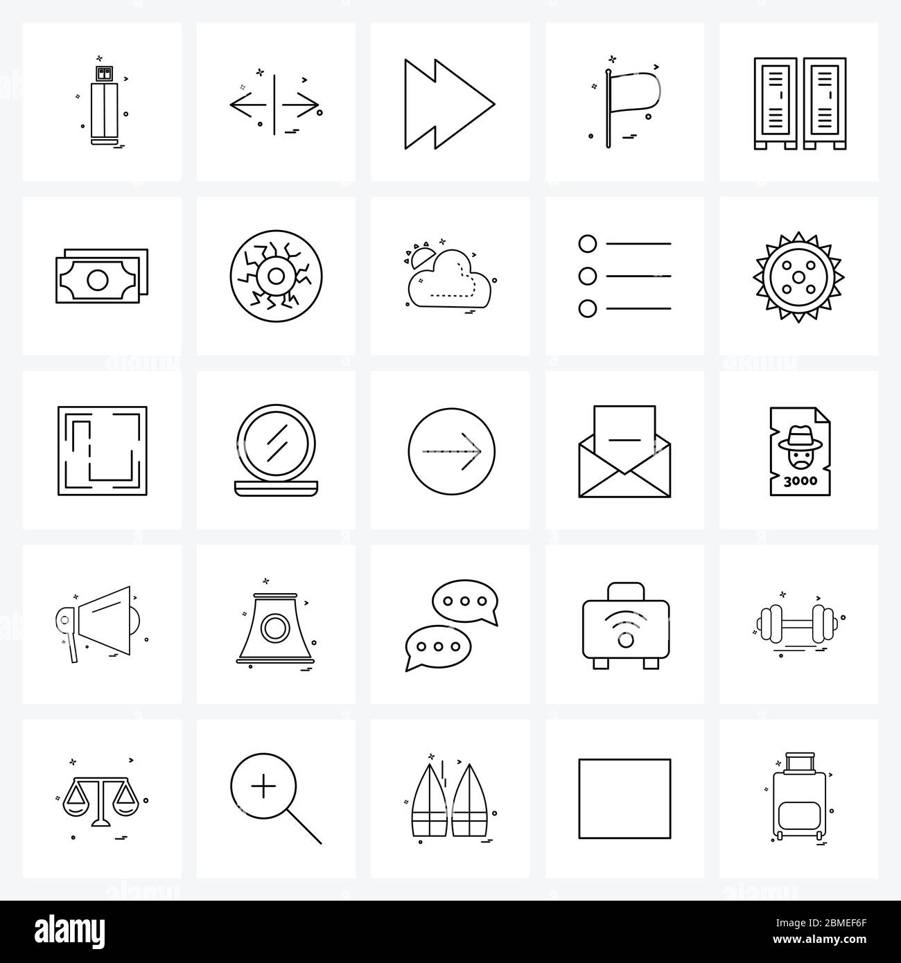 25 Universal Line Icon Pixel Perfect Symbols of library, flag design ...