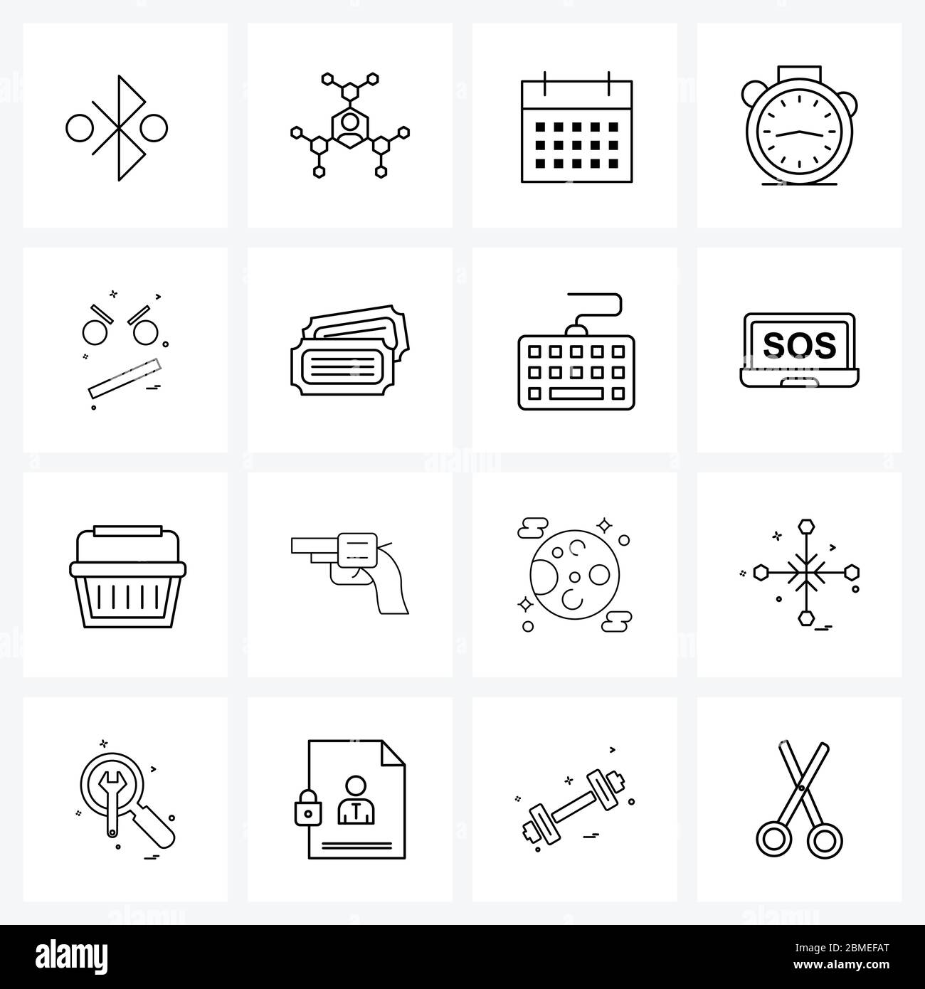 16 Universal Line Icon Pixel Perfect Symbols of slip, angry, date ...