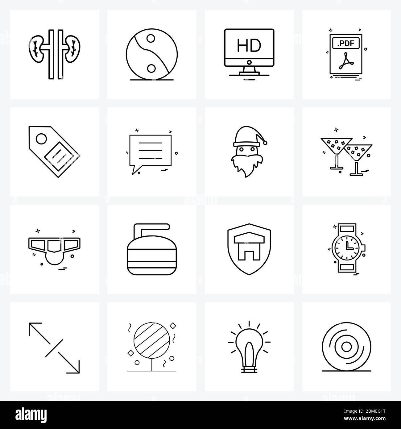 Set of 16 UI Icons and symbols for pdf, file format, monitor, file ...