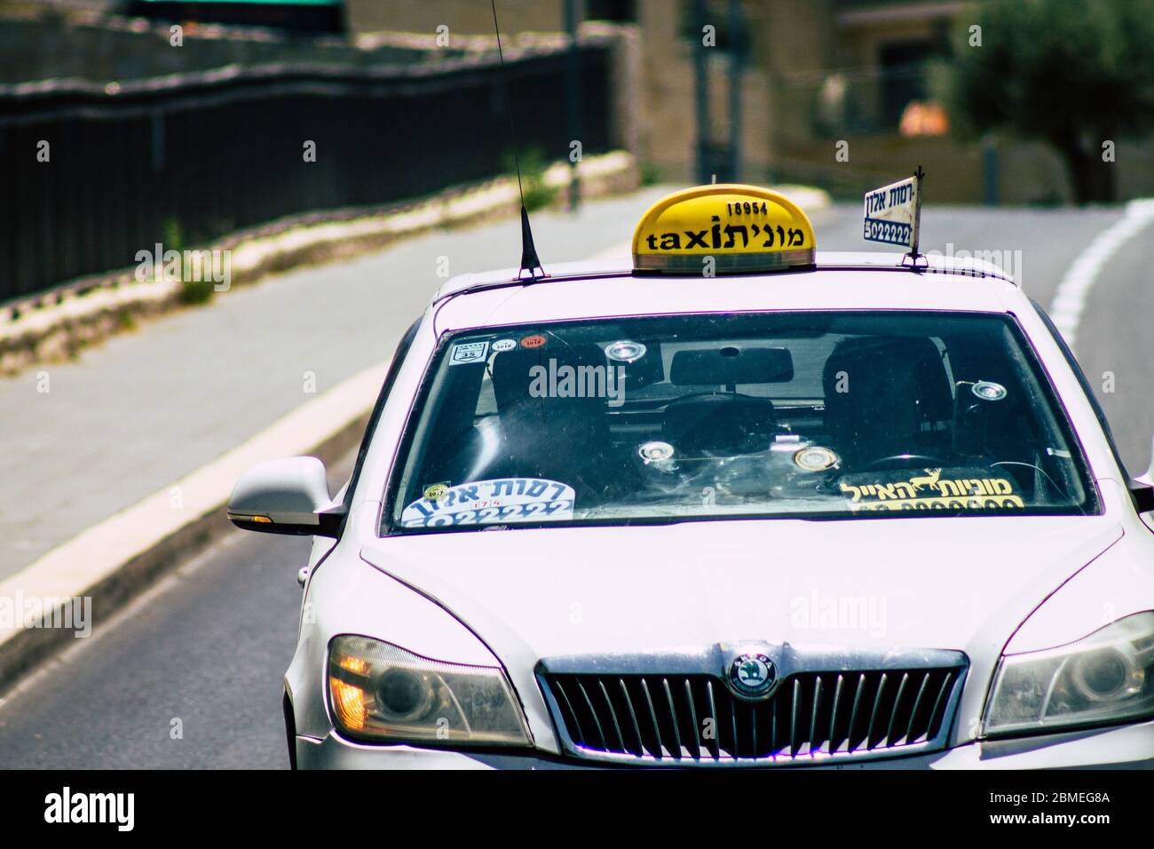 Jerusalem Israel June 26, 2019 View of traditional taxi rolling in the ...