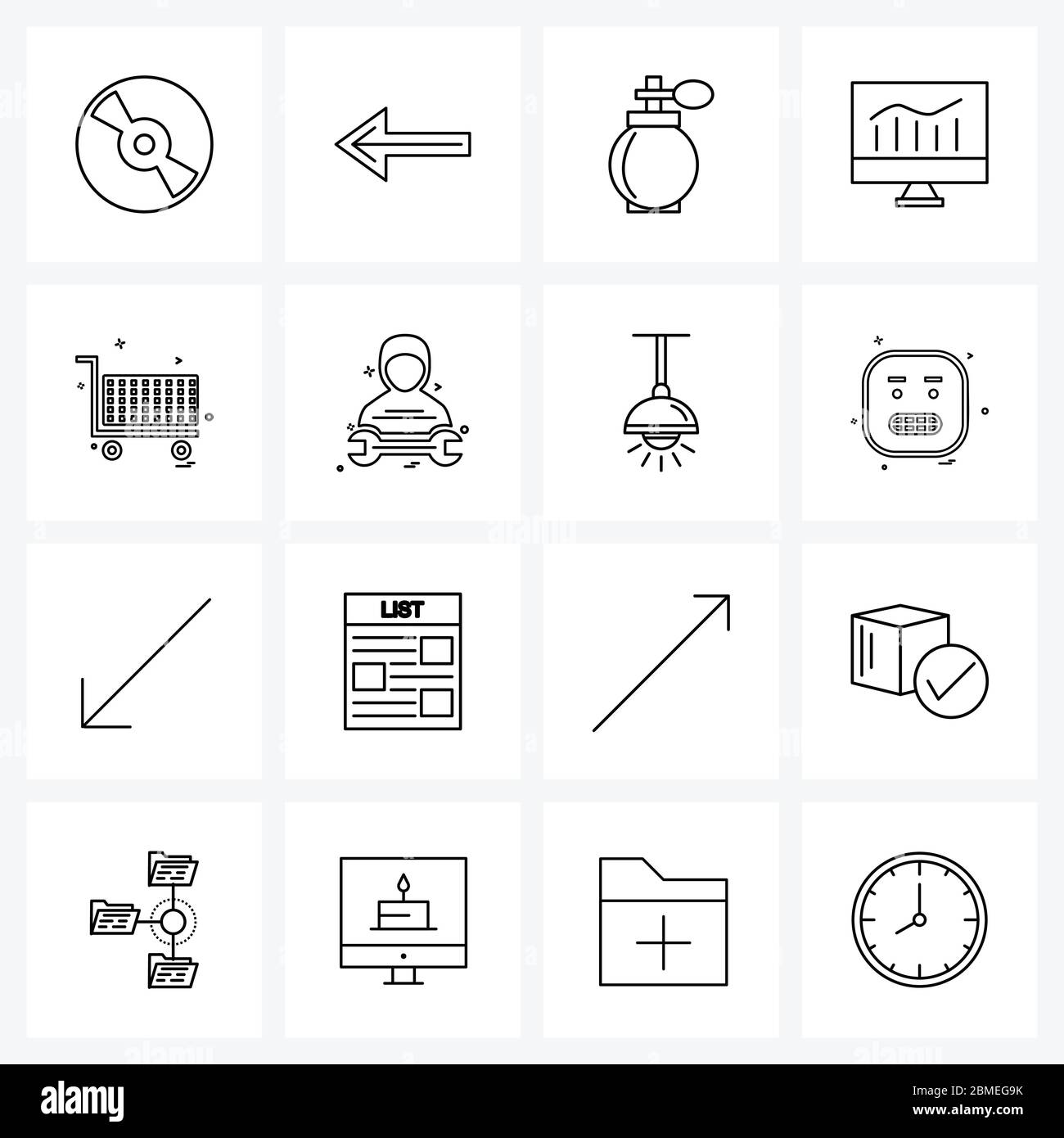 16 Universal Line Icon Pixel Perfect Symbols of business, computer ...