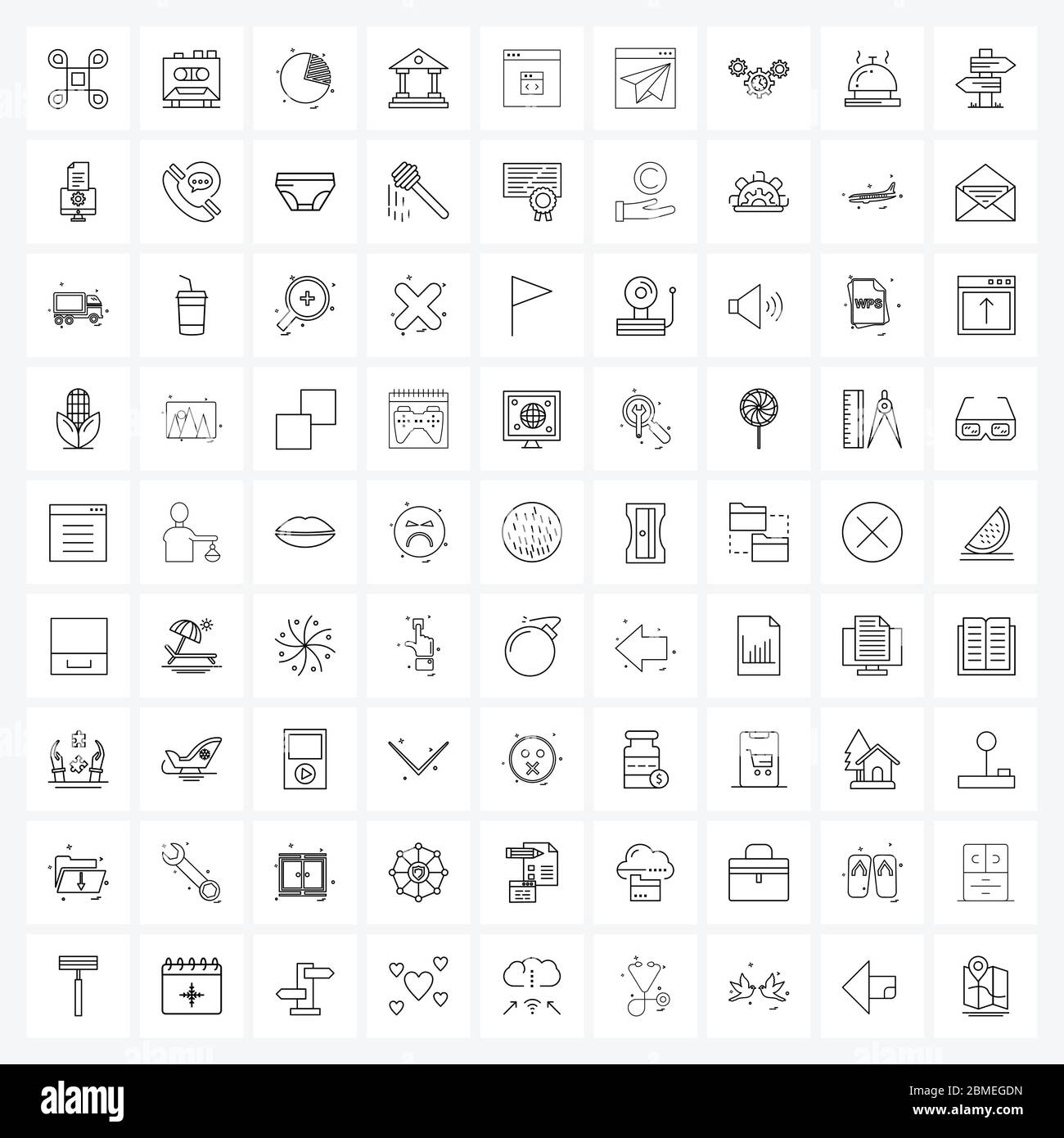 Set of 81 Universal Line Icons of coding, finance, industry, courthouse ...