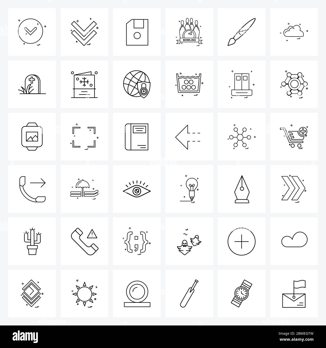 36 Universal Line Icon Pixel Perfect Symbols of clouds, storage, game ...