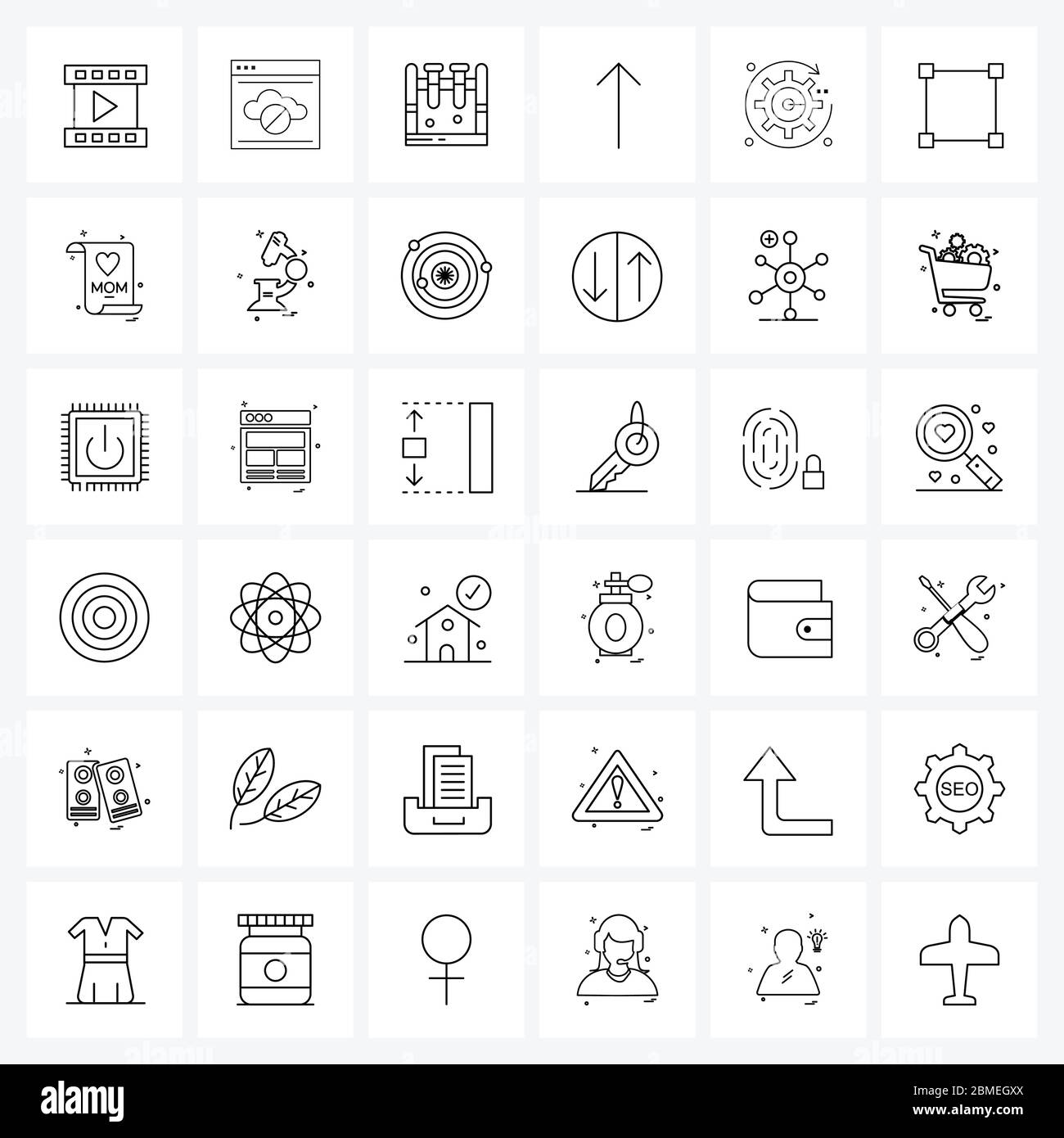 Universal Symbols of 36 Modern Line Icons of engineering, analytics ...