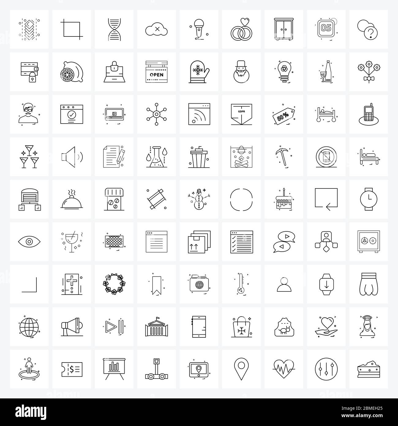 Stock Vector Icon Set of 81 Line Symbols for studio, recording ...
