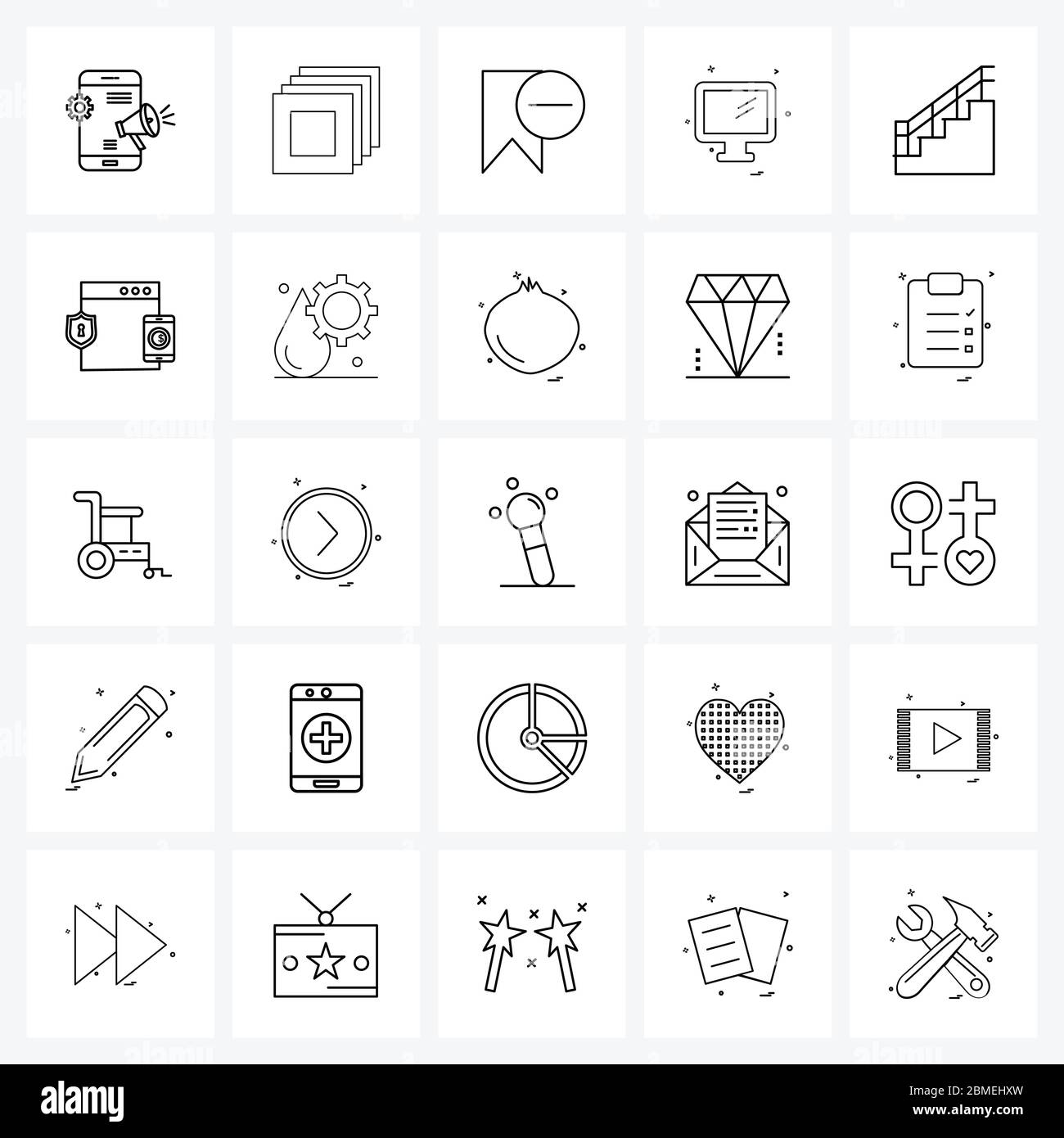 25 Editable Vector Line Icons and Modern Symbols of steps, computer ...