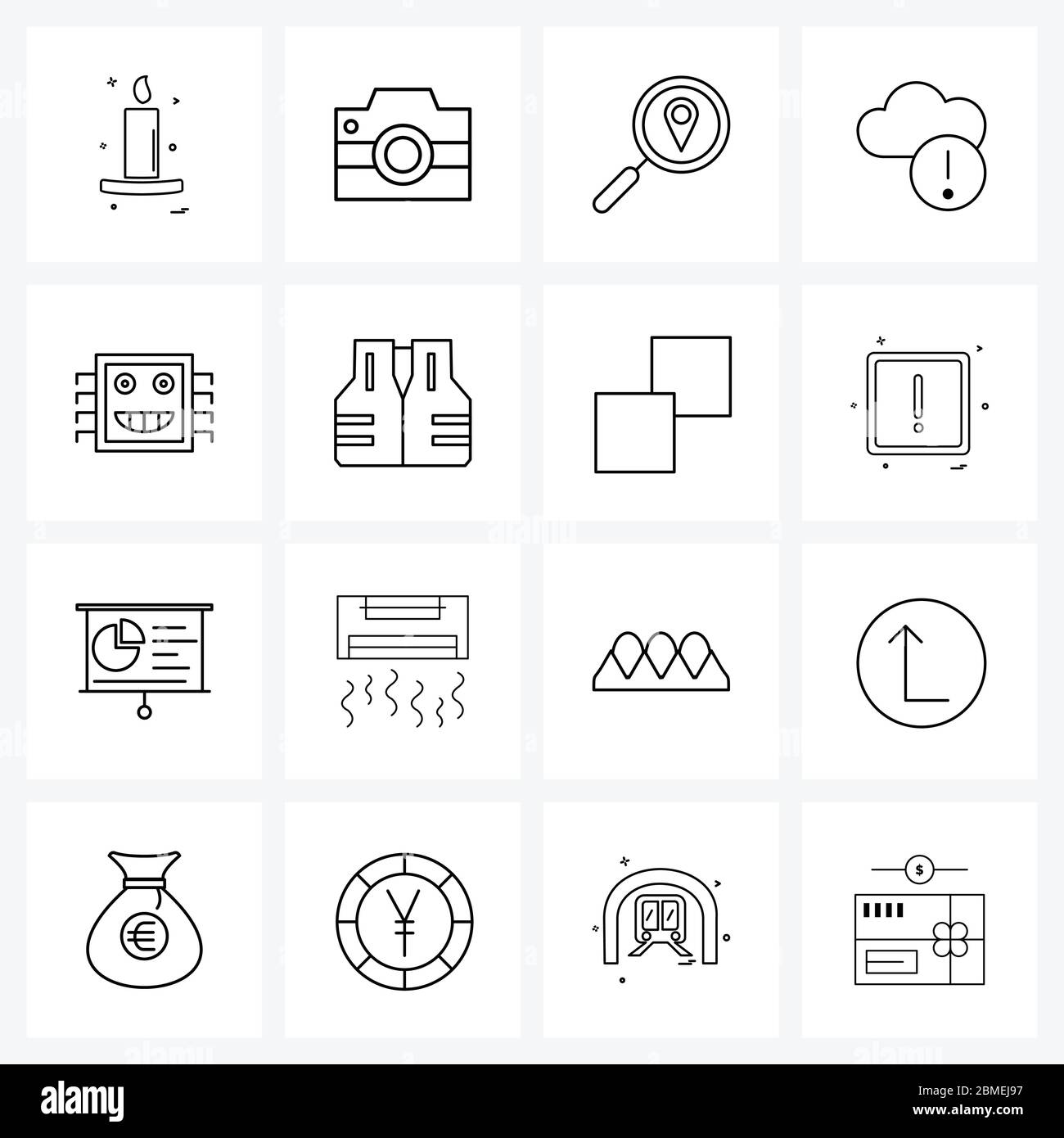 Pixel Perfect Set of 16 Vector Line Icons such as ic, processor, search ...