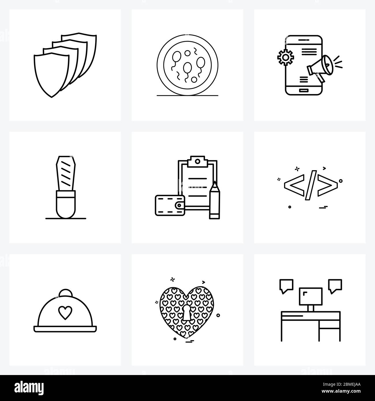 9 Universal Icons Pixel Perfect Symbols of file, clipboard, setting ...