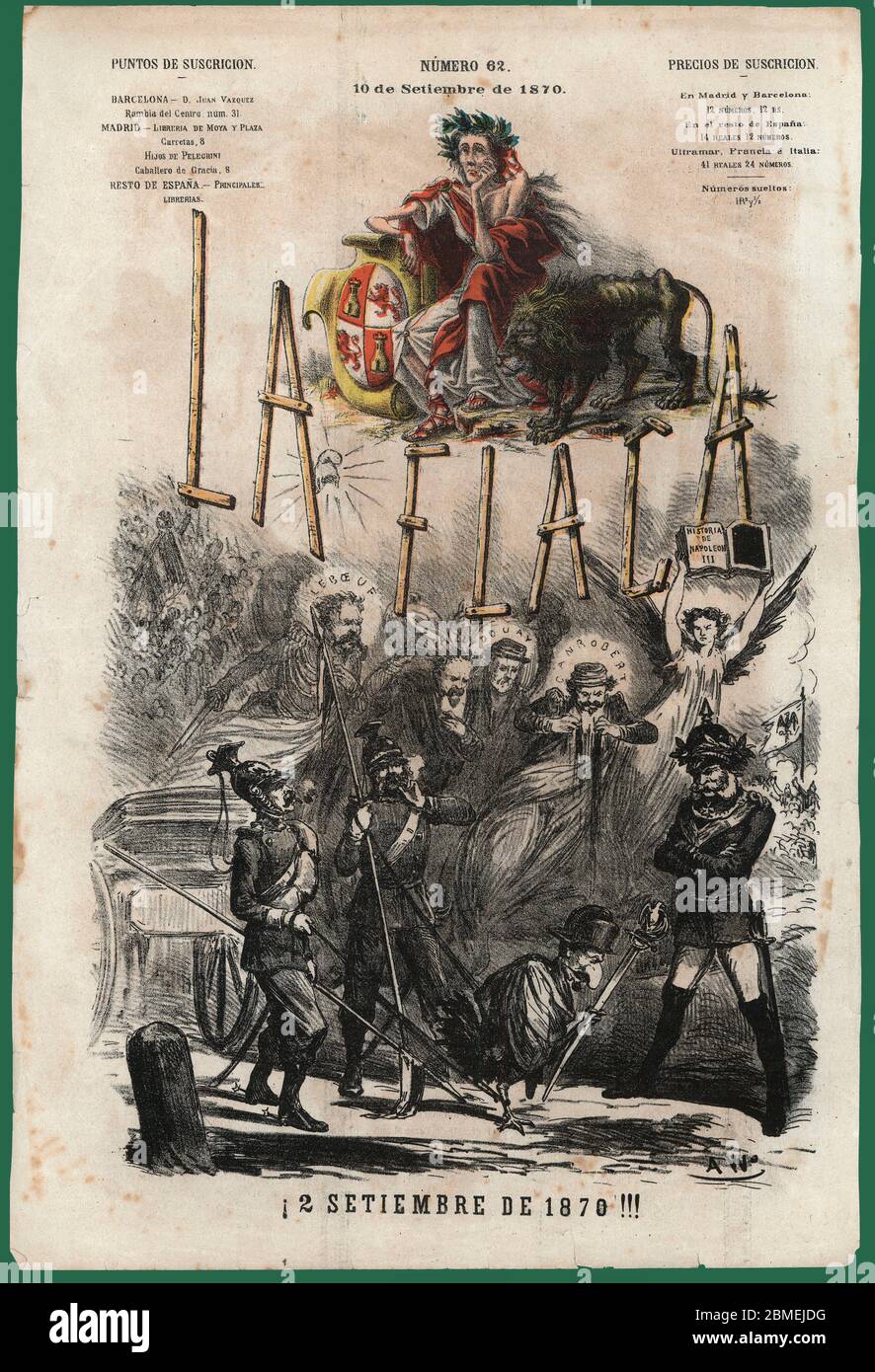 Portada de la revista La Flaca. Barcelona, septiembre de 1870 Stock ...