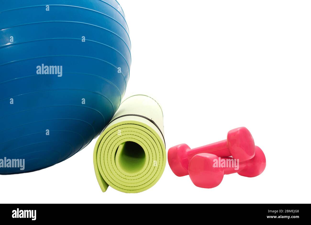 Fitness ball, dumbbells, Mat Stock Photo - Alamy