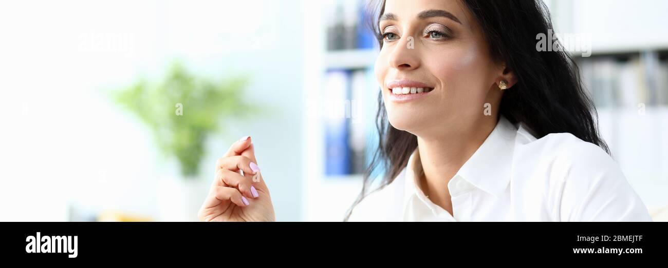 Smiling relaxing woman Stock Photo - Alamy