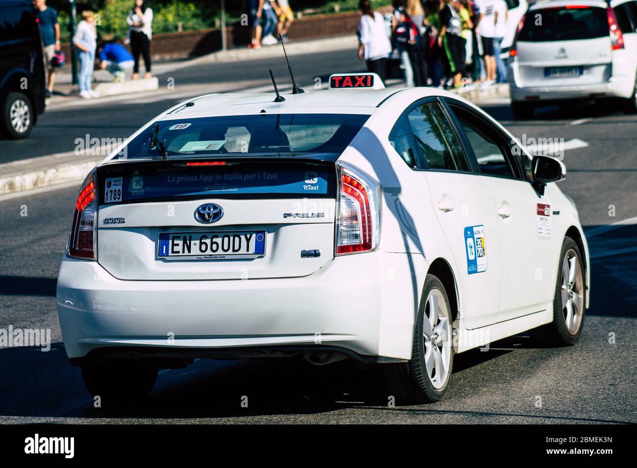 Rome Italy September 29, 2019 View of a traditional Italian taxi ...
