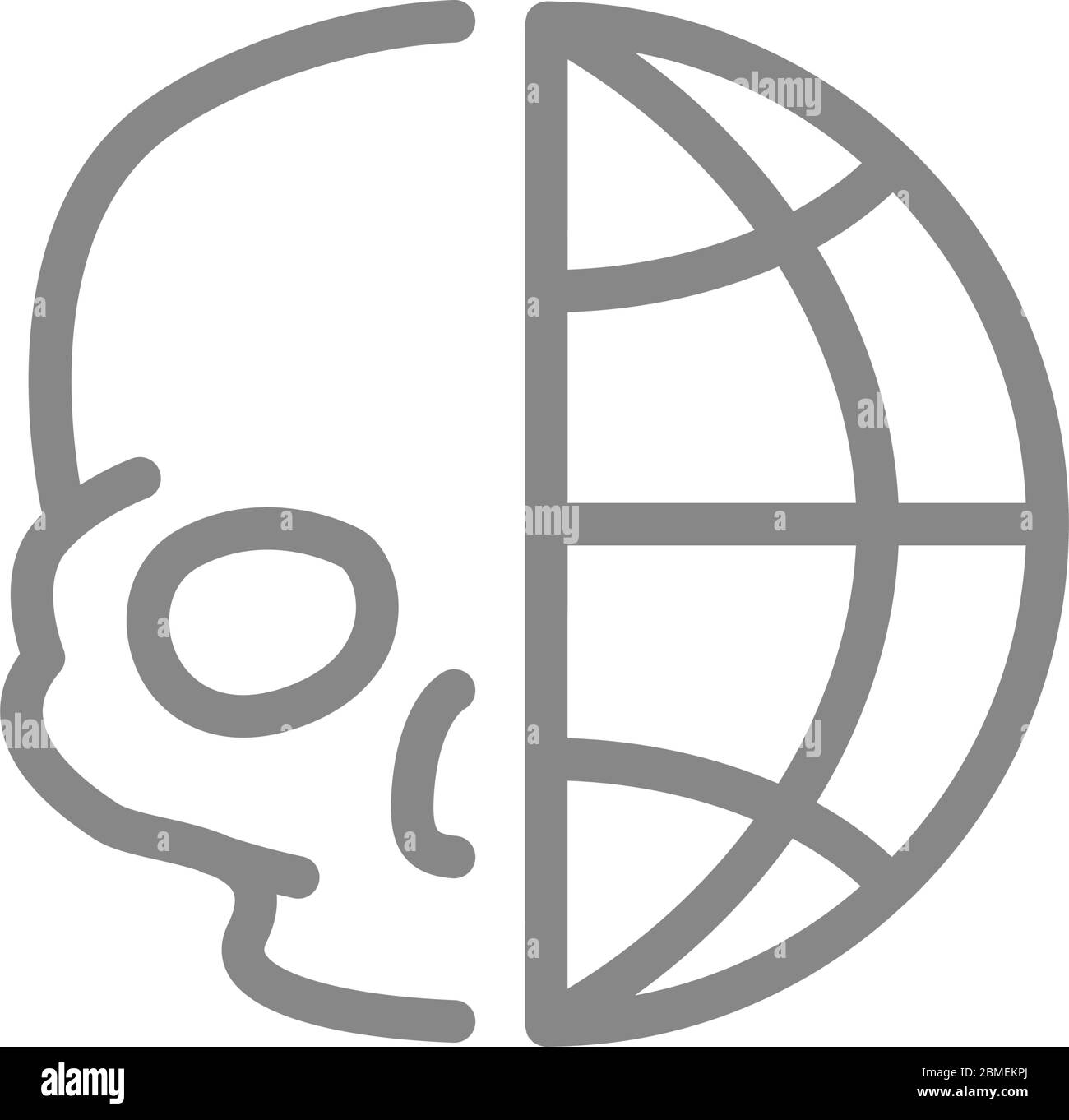 Human skull with planet line icon. Day of the Dead, Skull World Day ...