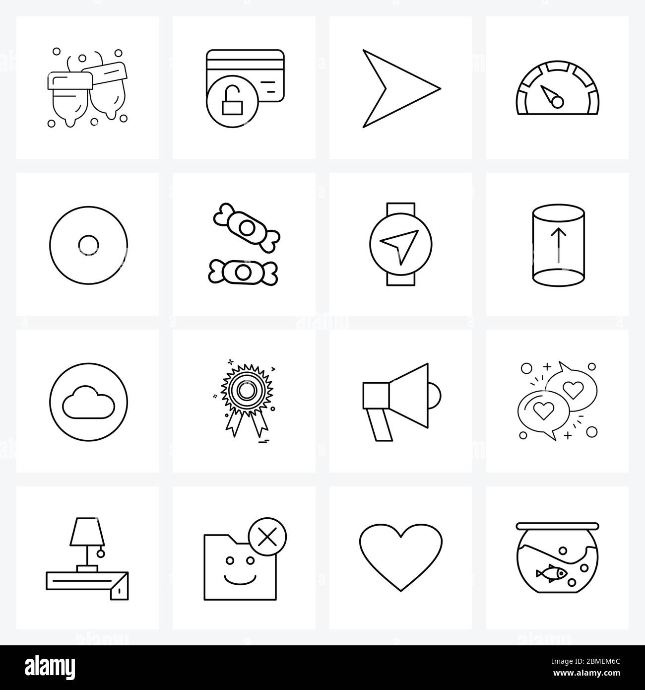 Set of 16 Simple Line Icons for Web and Print such as Christmas, dvd ...