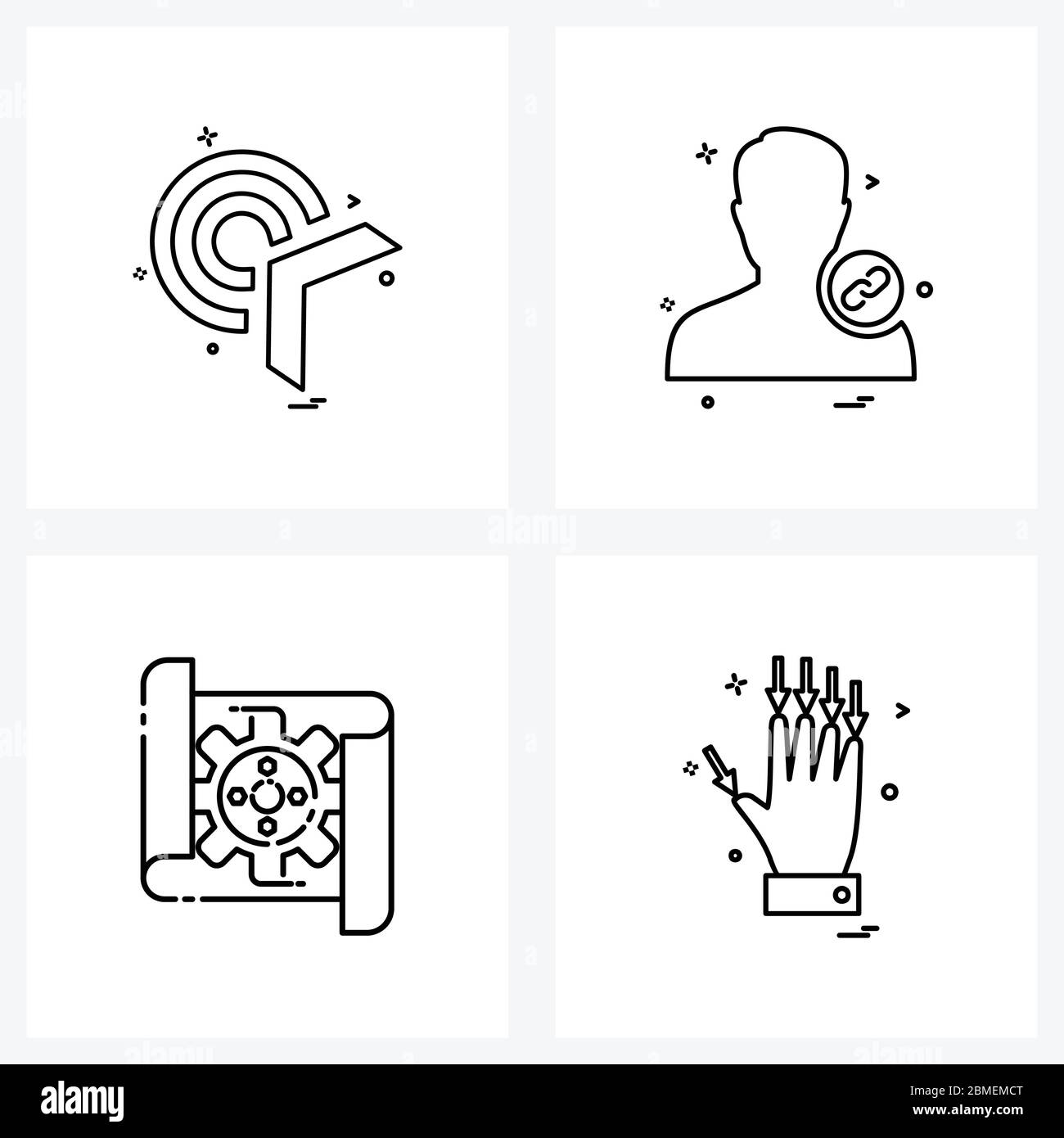 Set of 4 Line Icon Signs and Symbols of target, setting, avatar, avatar ...