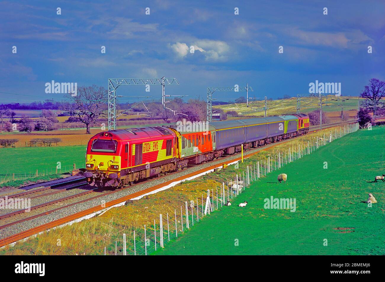 A pair of Class 67 diesel locomotives numbers 67024 and 67016 top and ...