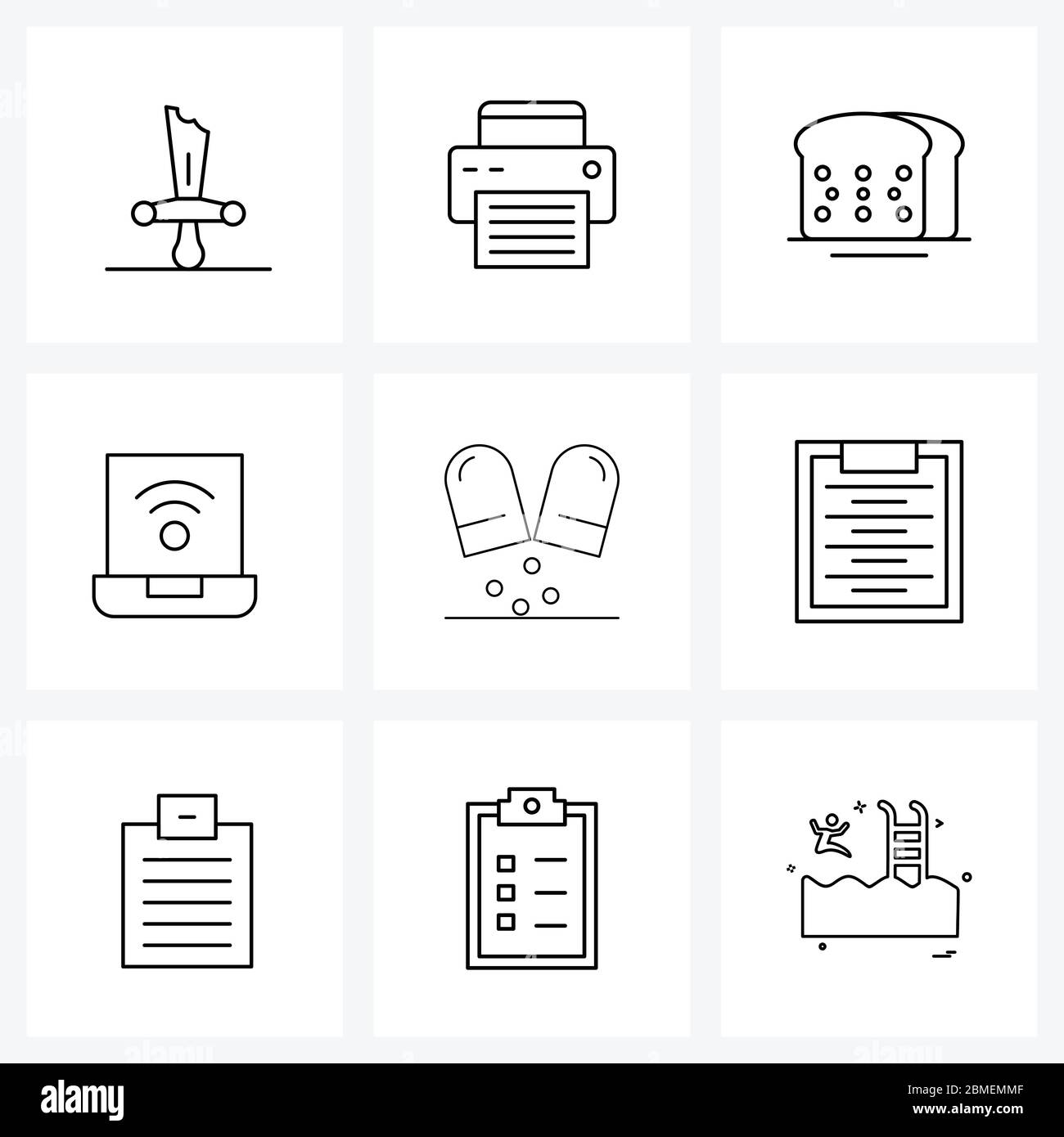 9 Editable Vector Line Icons and Modern Symbols of capsule, signal ...