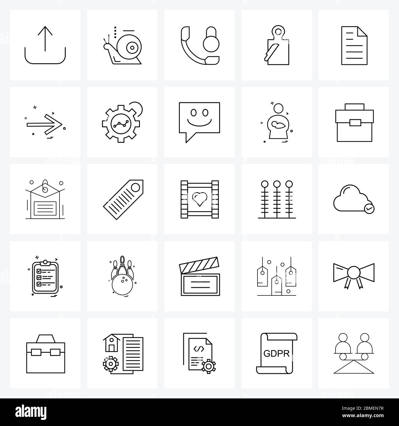 Set of 25 Line Icon Signs and Symbols of direction, text, lock, file ...