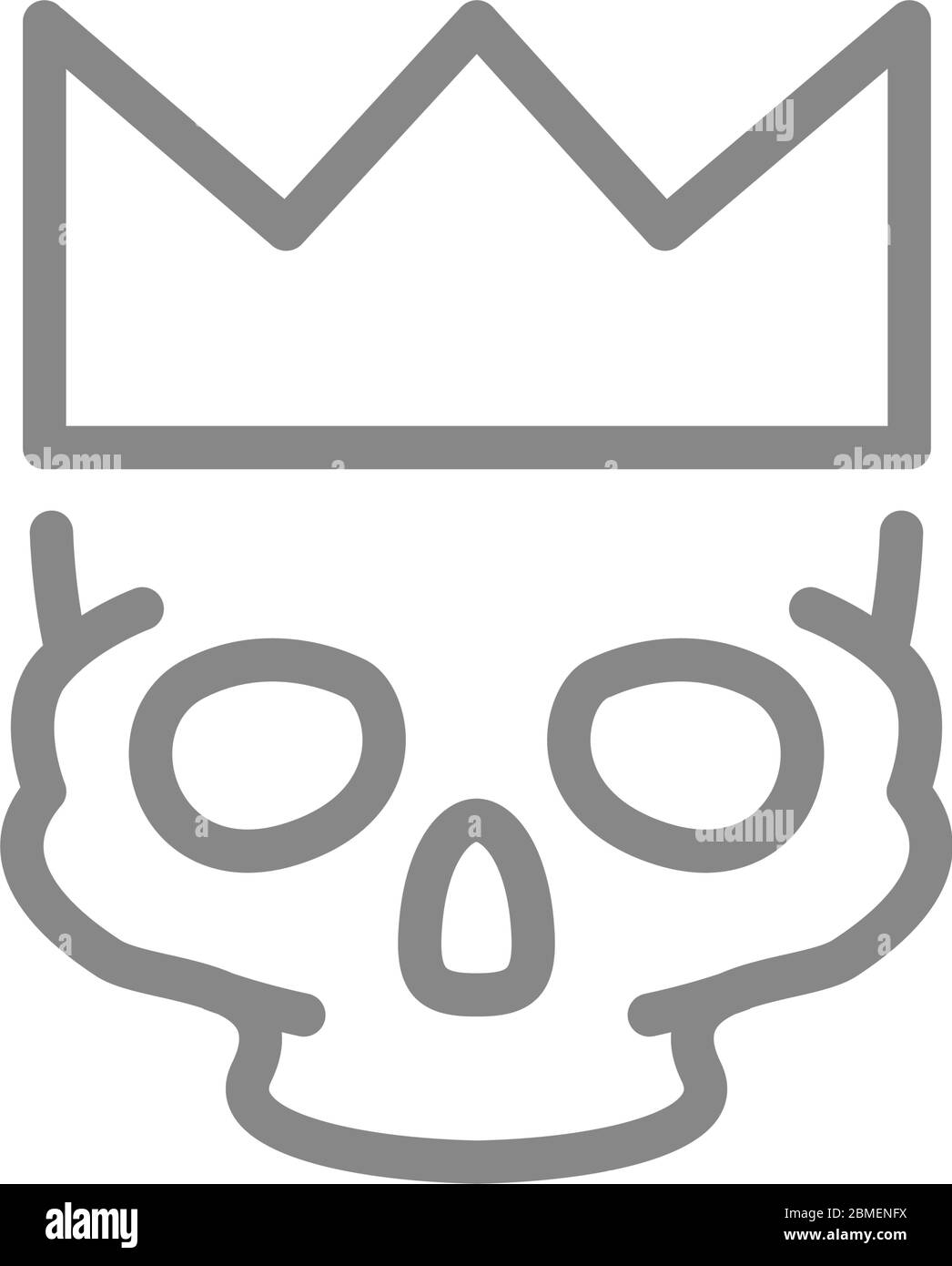 Human skull with crown line icon. Tattoo sketch, cranium symbol Stock ...