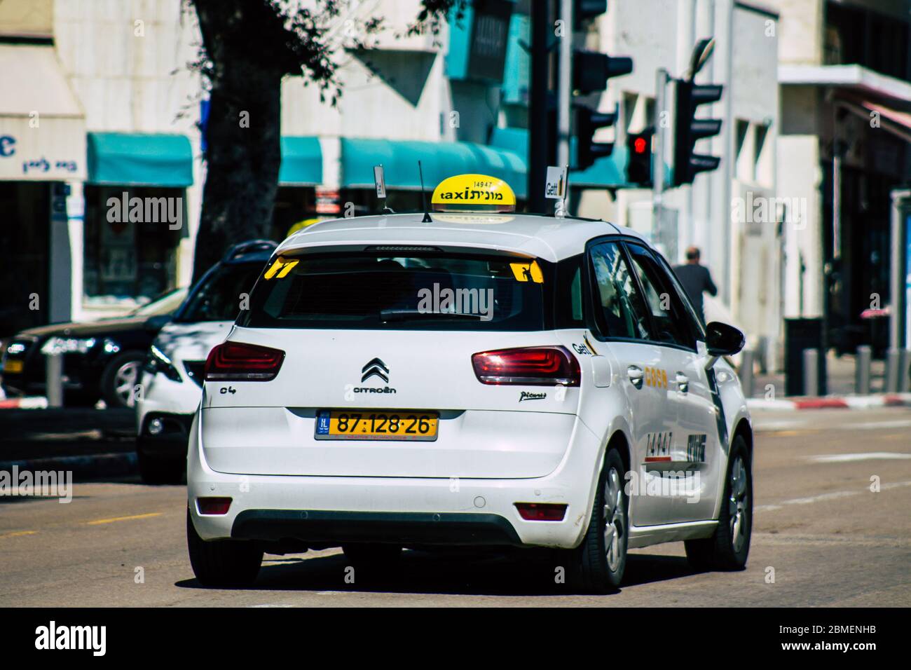 Tel Aviv Israel February 20, 2020 View of traditional Israeli taxi ...