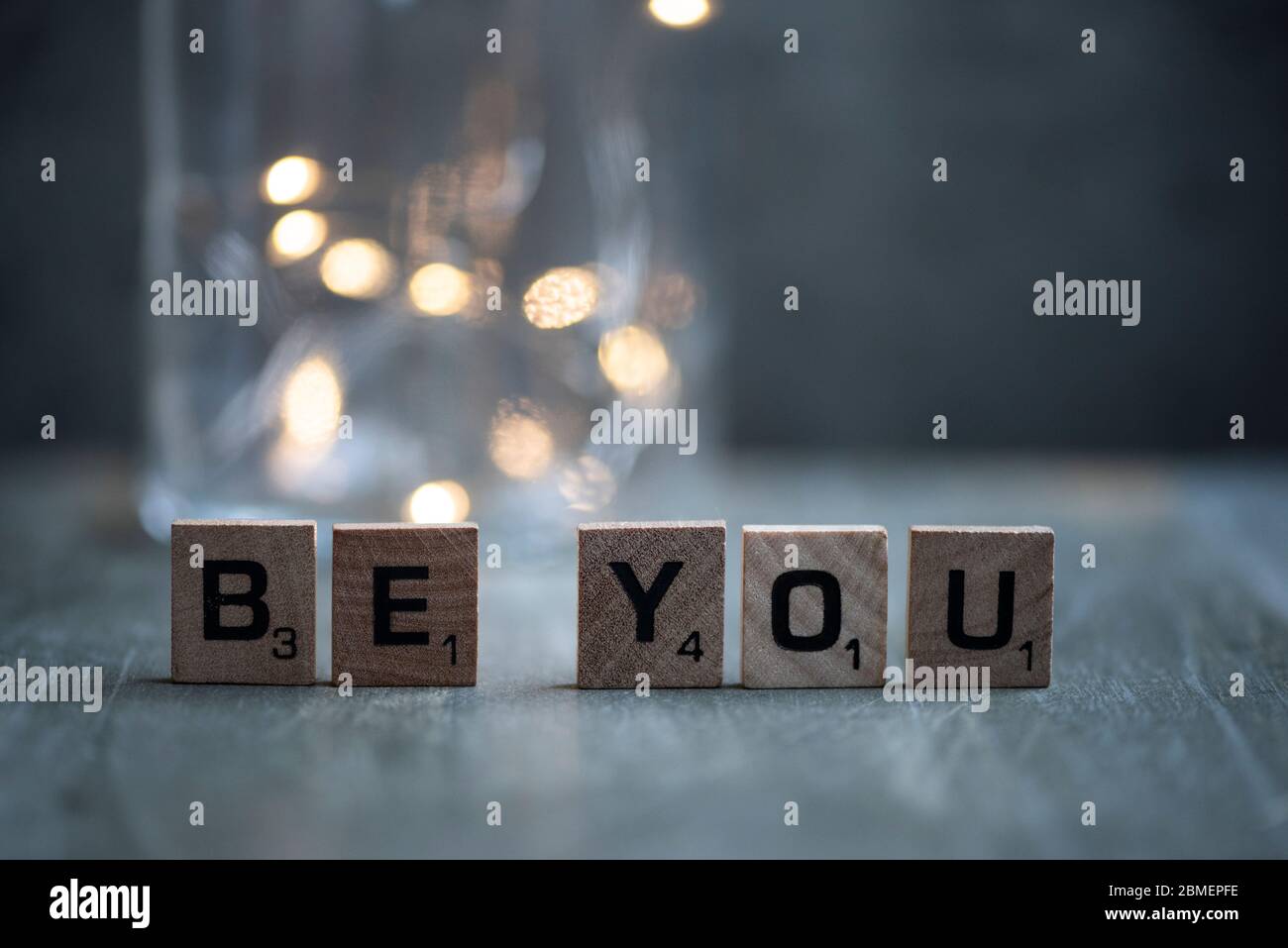 The words Be You in Scrabble letters Stock Photo - Alamy