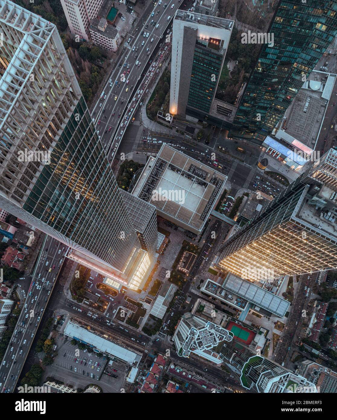 Aerial View of business area and cityscape in west Nanjing road, Jing ...