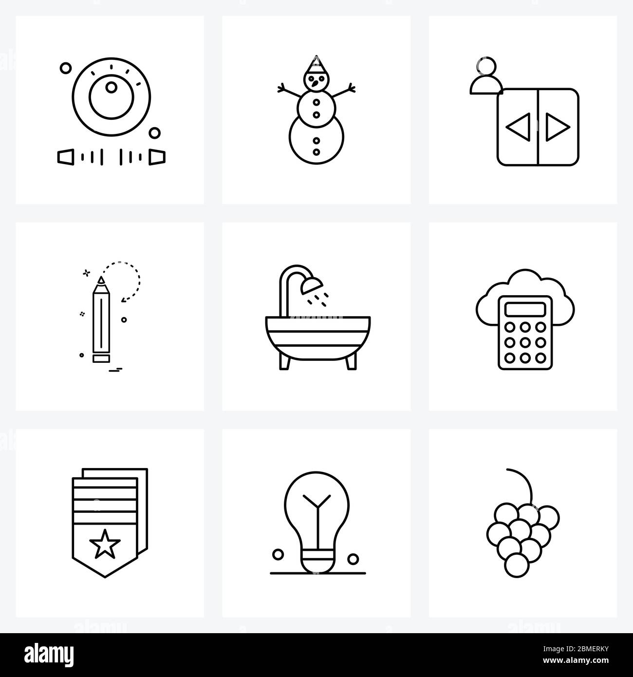 Modern Vector Line Illustration Of 9 Simple Line Icons Of Bath