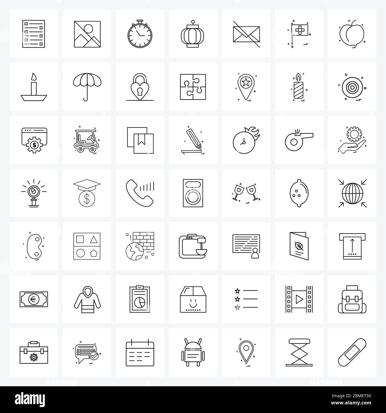 Stock Vector Icon Set of 49 Line Symbols for chat, no, timer, new year ...
