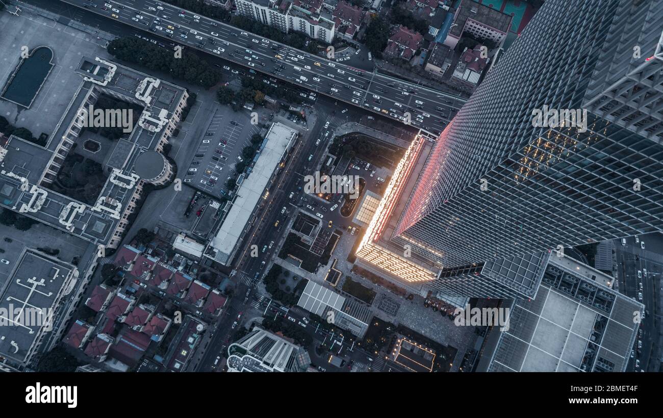 Aerial View of business area and cityscape in west Nanjing road, Jing ...