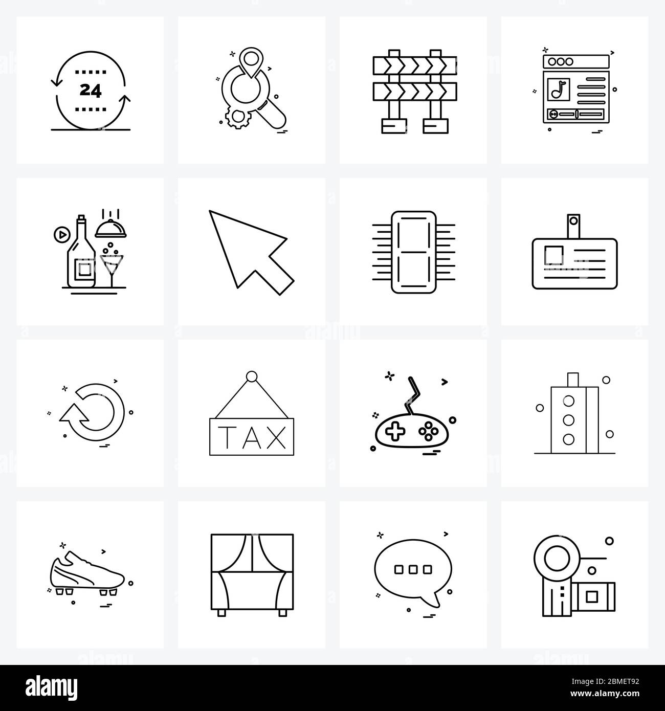 16 Universal Line Icon Pixel Perfect Symbols of glass, internet, gear ...