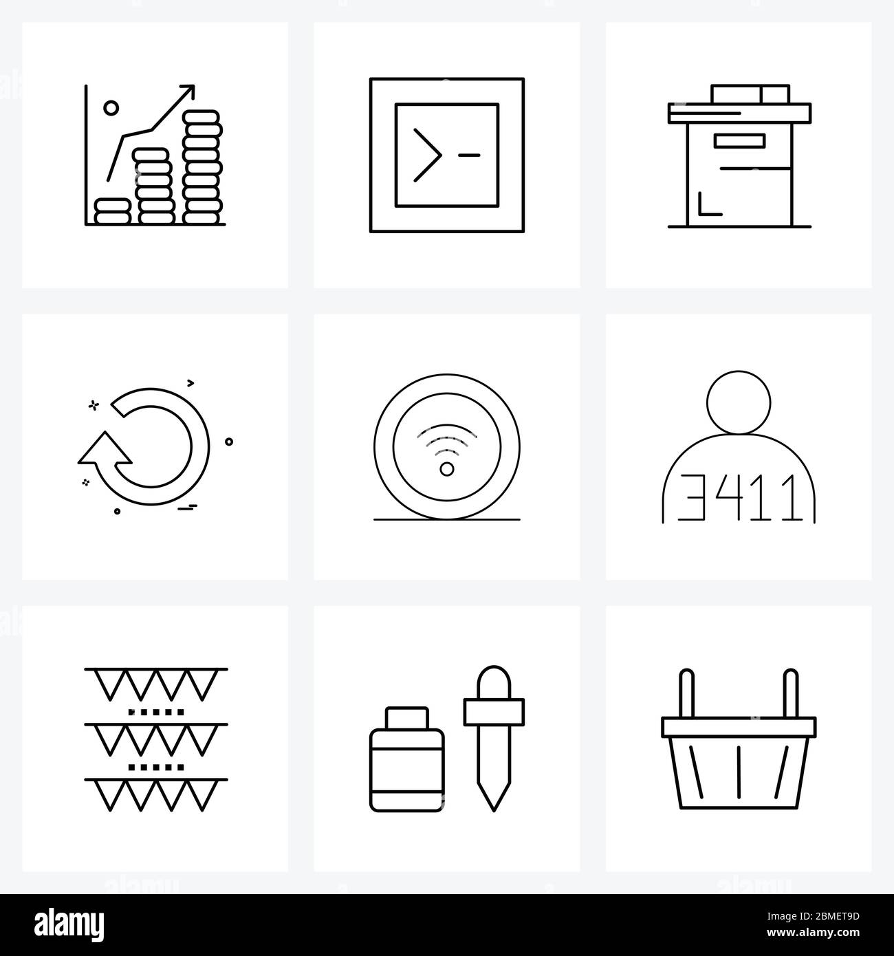 Set of 9 UI Icons and symbols for retry, reload, box, refresh, commerce ...