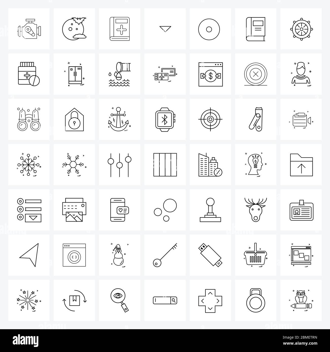 Isolated Symbols Set of 49 Simple Line Icons of interface, down, book ...