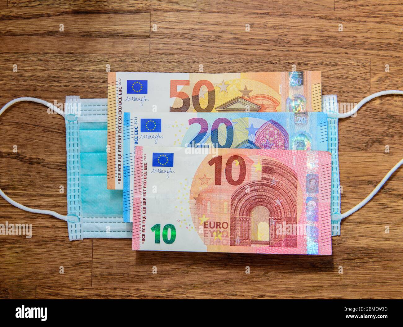 surgical procedure medical face mask with euros money banknotes euros ...