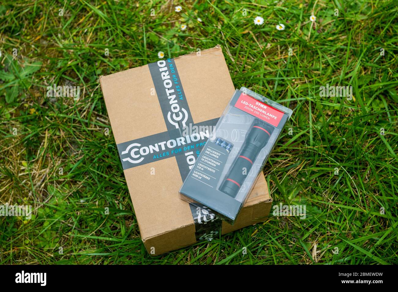 Paris, France - Apr 24, 2020: Single parcel with signage logotype of ...