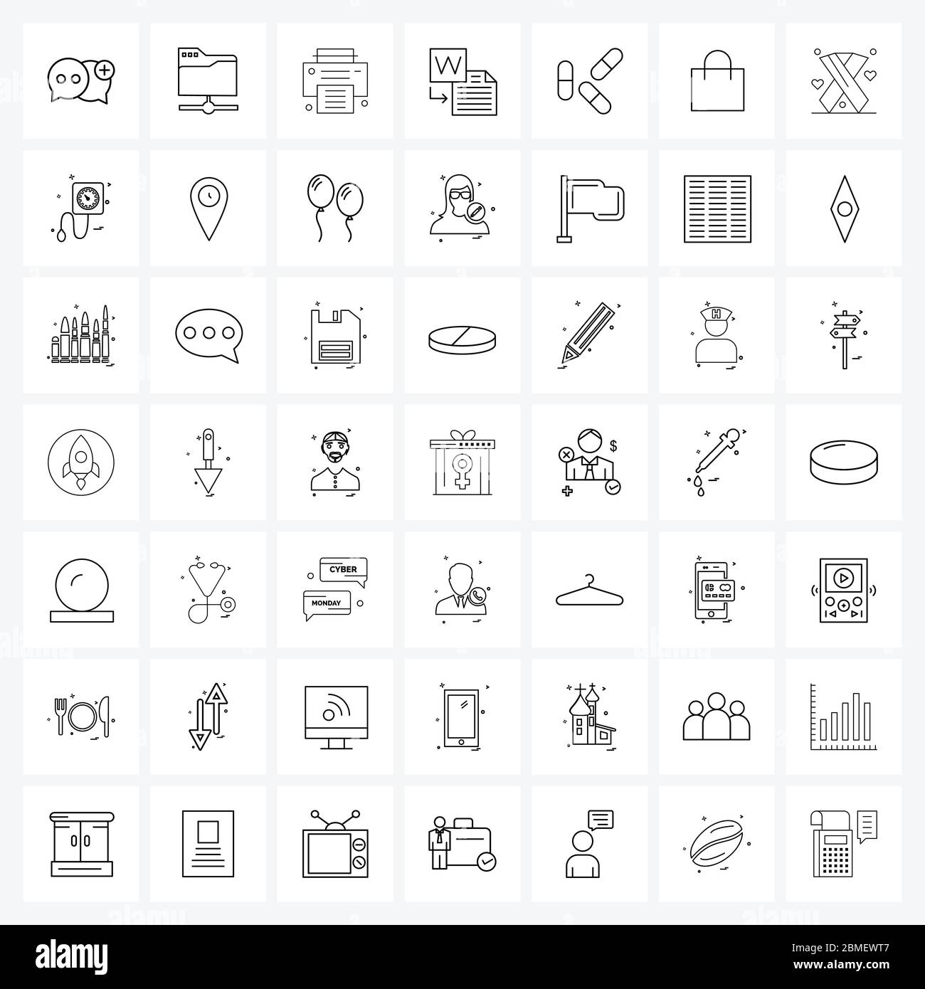 Stock Vector Icon Set of 49 Line Symbols for tablets, medicine, print ...
